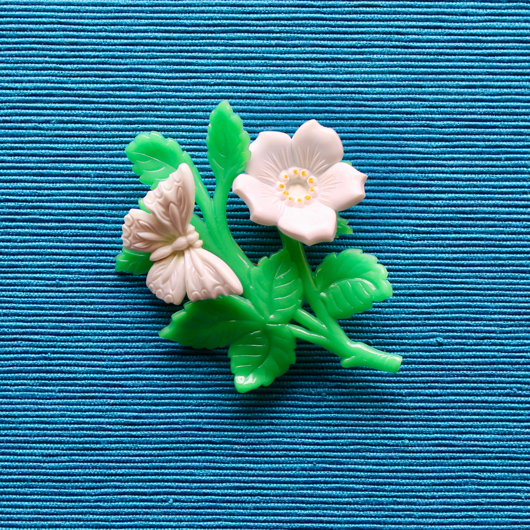 1950s Plastic Flower and Butterfly Brooch – Audra's Brooches